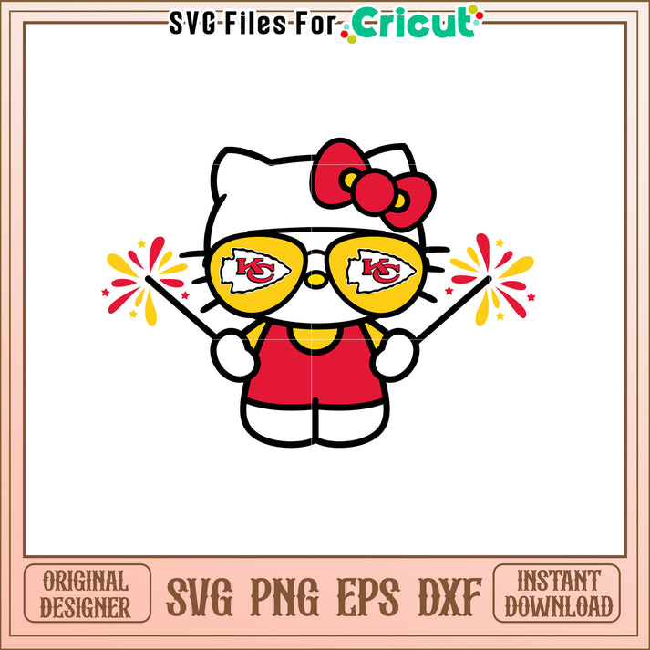 Fun Hello Kitty Kansas City Chiefs SVG Design Graphic – svg files for ...