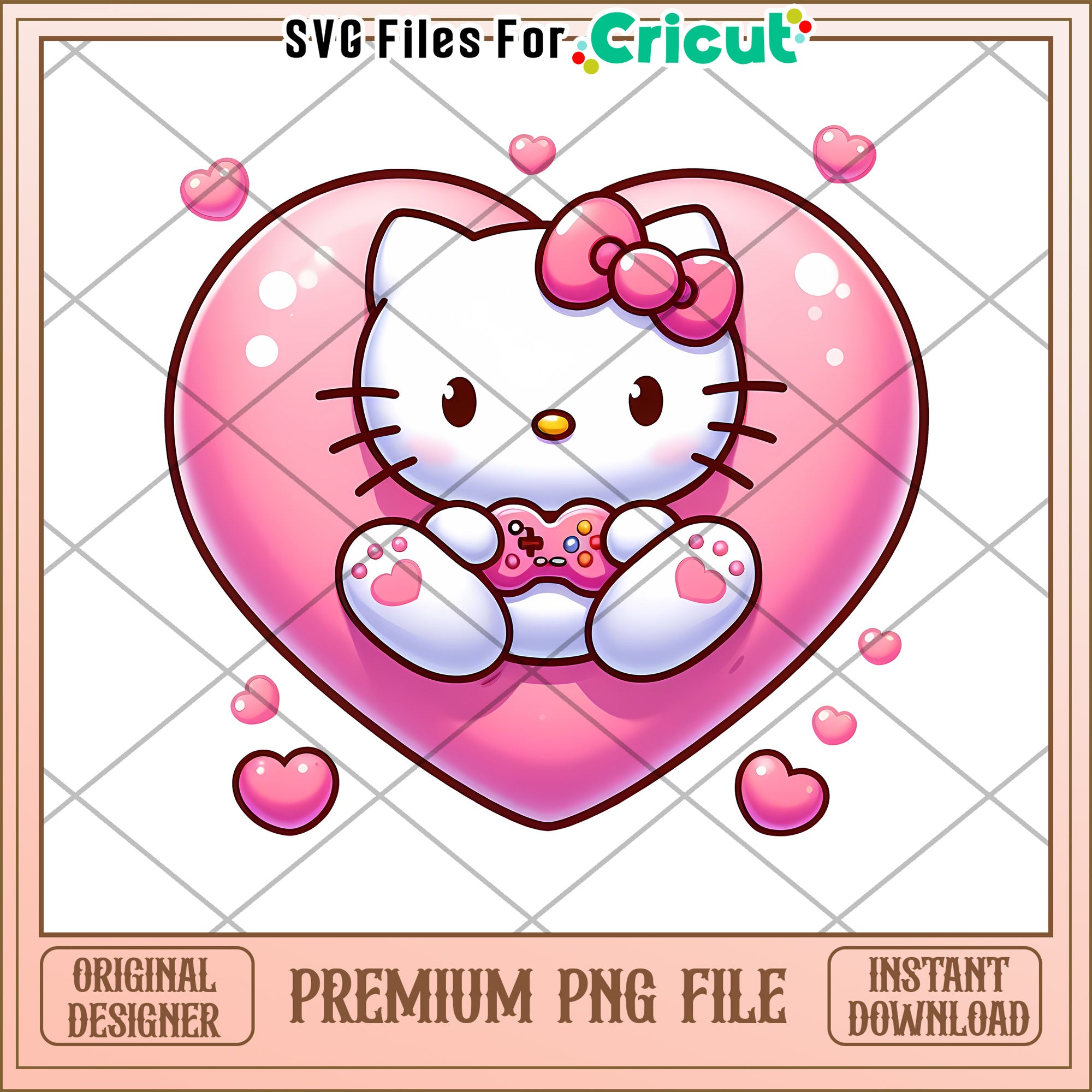 Gamer Hello Kitty PNG Heart Design – svg files for cricut