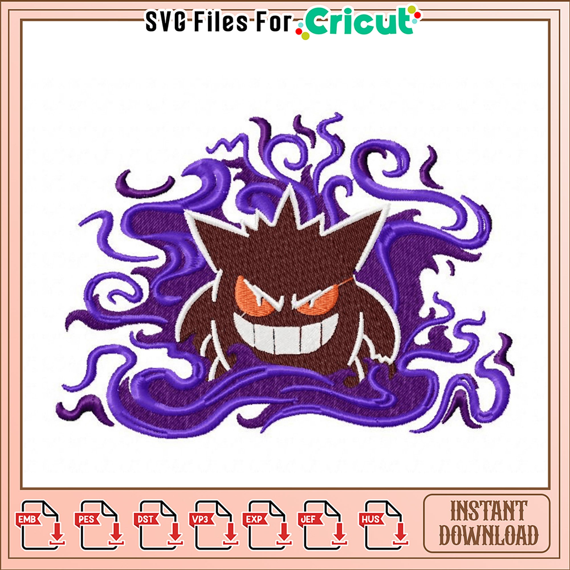 Gengar Embroidery Design Instant Download – svg files for cricut