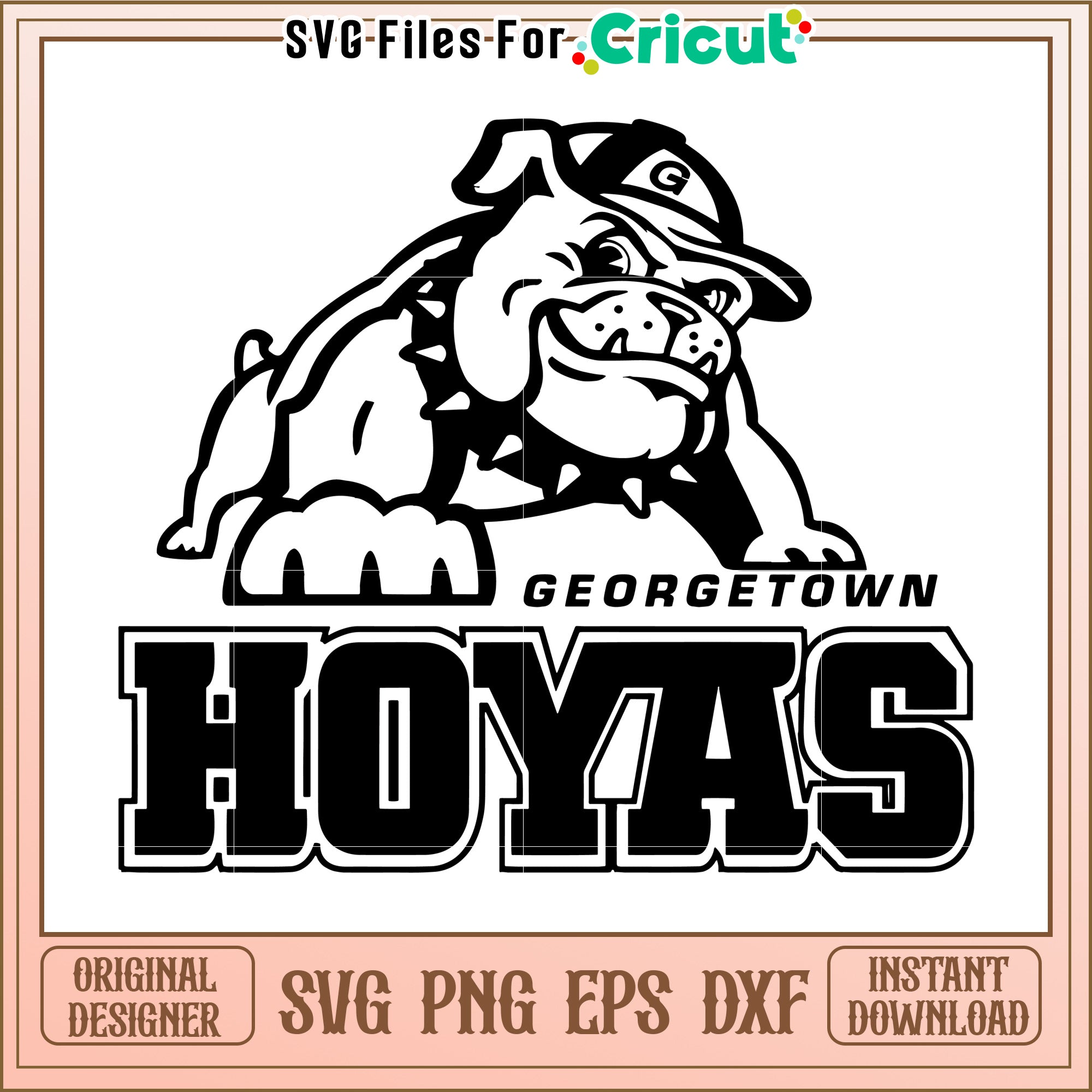 Georgetown Hoyas Bulldog SVG Design for Cricut, Instant Download Avail ...