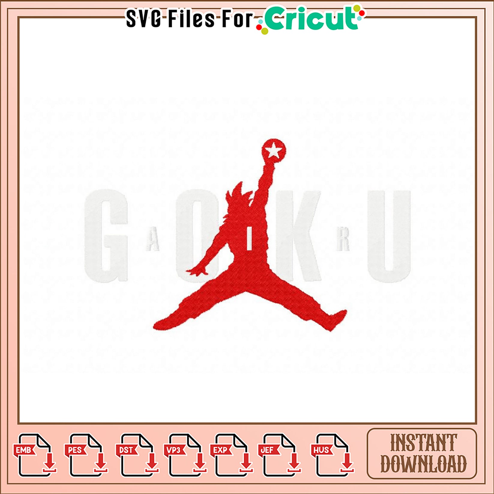 Goku Jumpman Embroidery Design – svg files for cricut