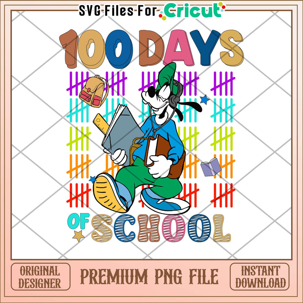 Goofy 100 days of school png, reading books png, school days png – svg ...