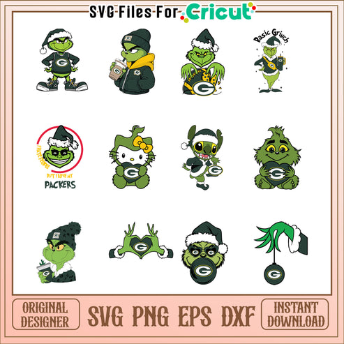 Green Bay Packers Grinch SVG Bundle – svg files for cricut
