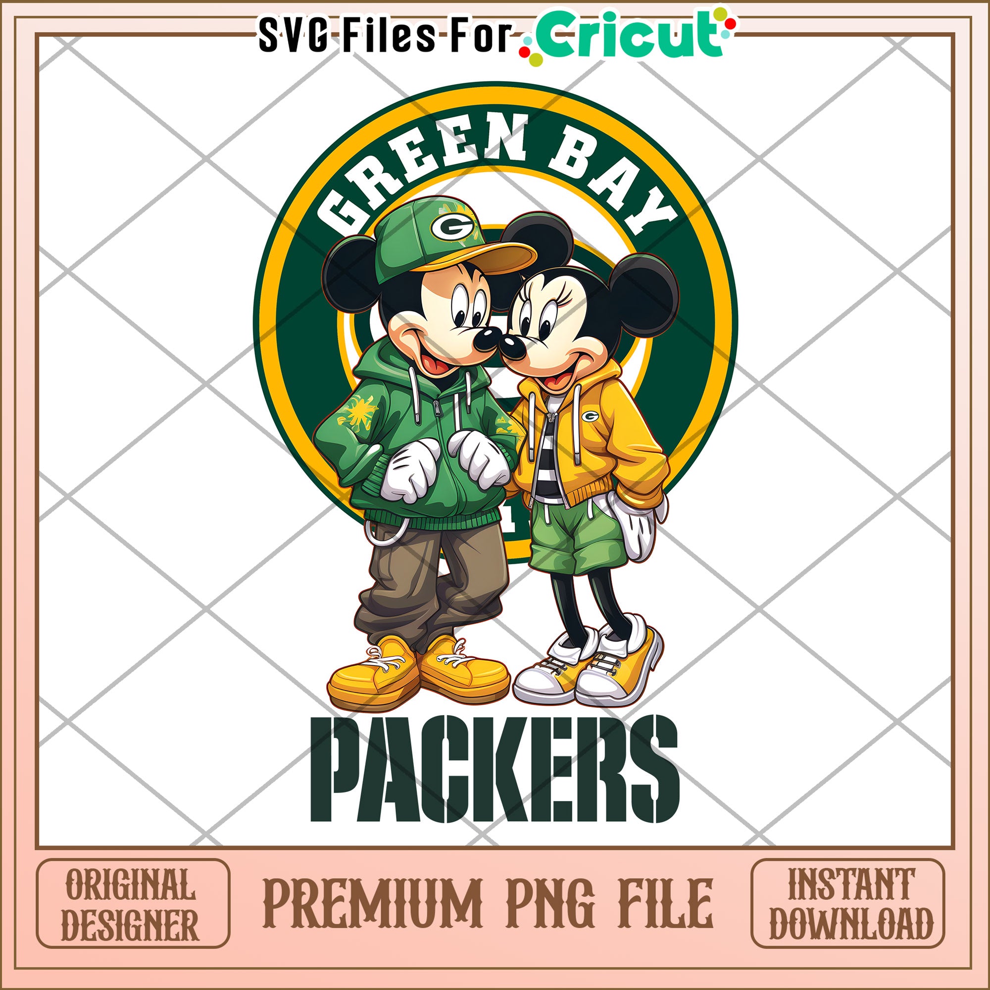 Green Bay Packers Mickey and Minnie PNG File for Instant Download – svg ...