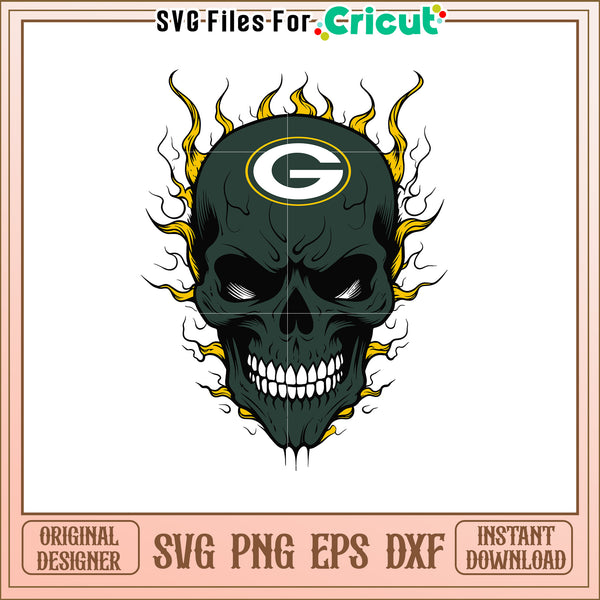 Green Bay Packers Skull SVG Design – svg files for cricut