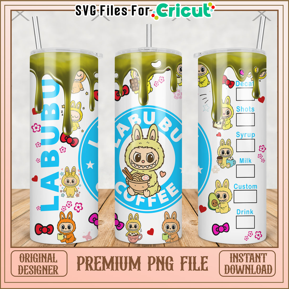 Green labubu coffee tumbler png, labubu cartoon png, labubu song png ...