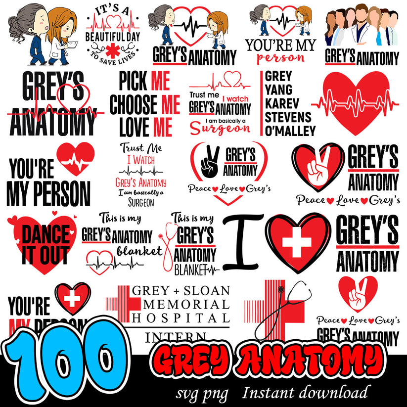 Grey's Anatomy Bundle, Grey's Anatomy series png bundle – svg files for ...