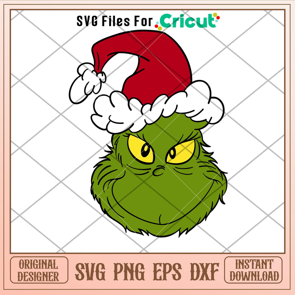 Grinch Face 2, Grinch Face Svg – svg files for cricut