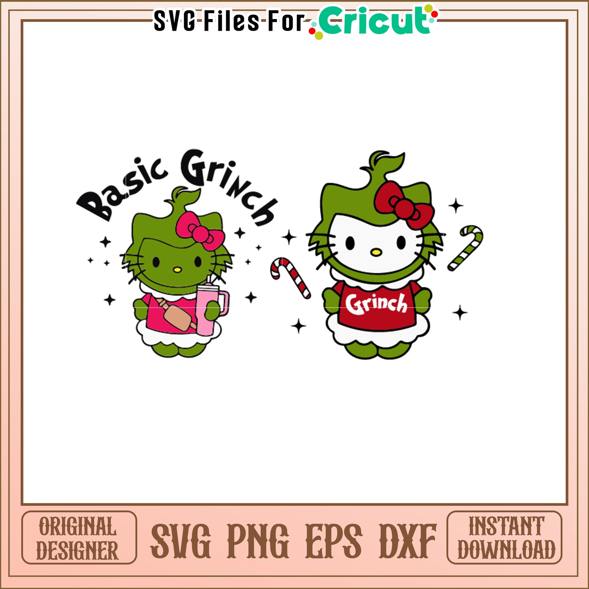 Grinch Hello Kitty SVG Design – svg files for cricut