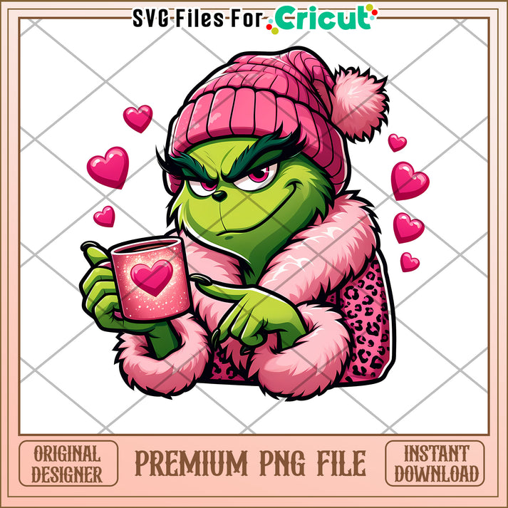 Grinch PNG Sublimation Design Pink Leopard – svg files for cricut