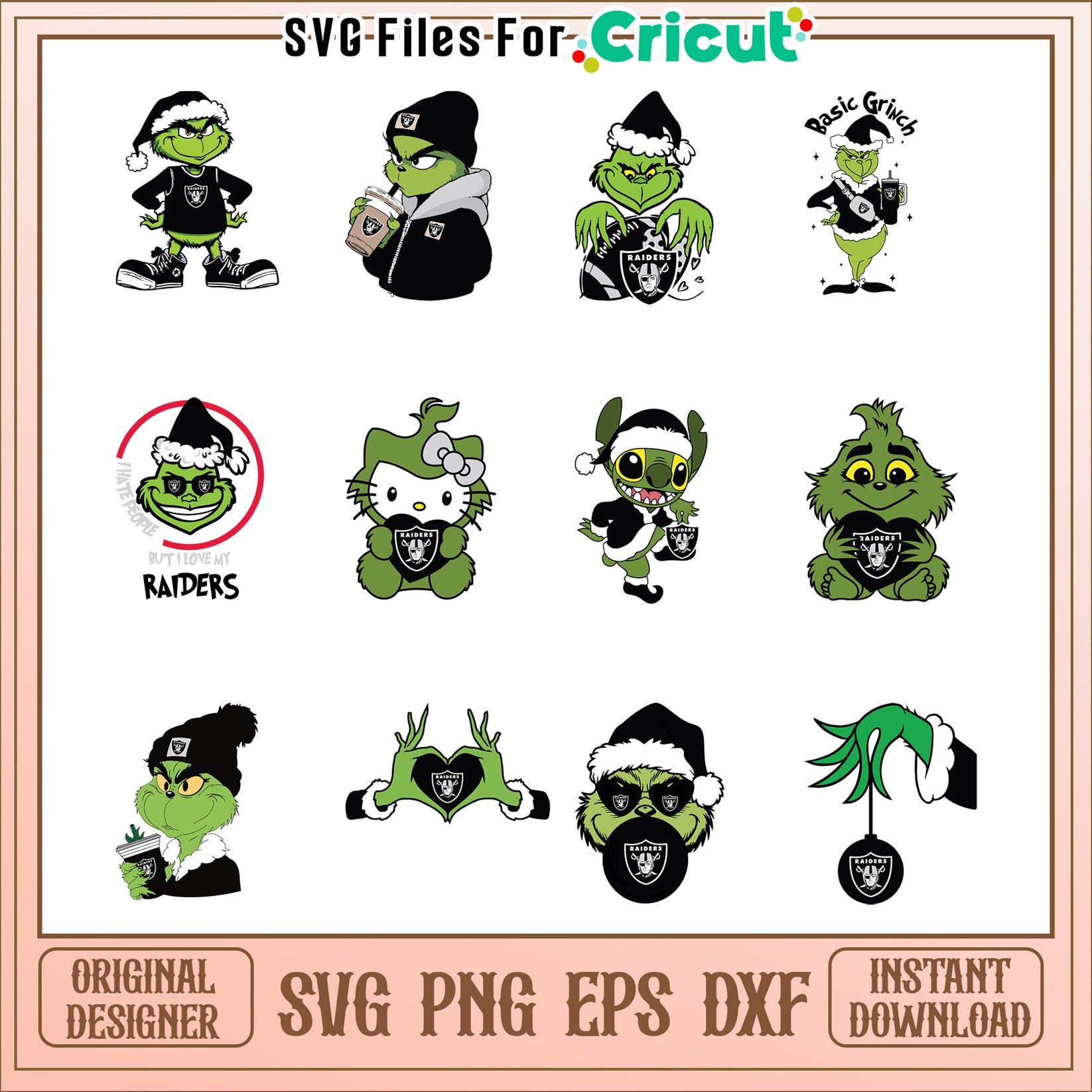 Grinch Raiders SVG Bundle Instant Download – svg files for cricut