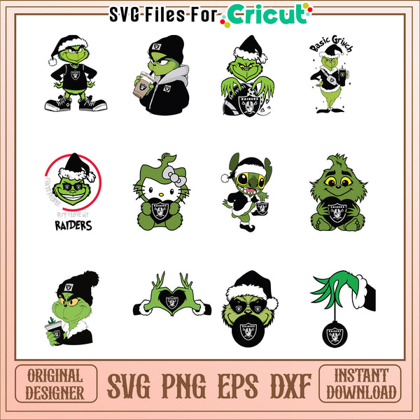 Grinch Raiders SVG Bundle Instant Download – svg files for cricut