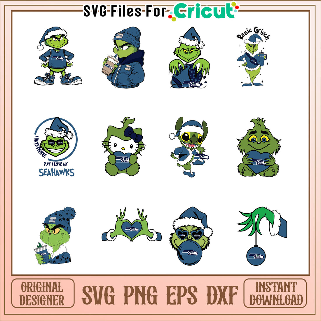 Grinch Seahawks SVG Bundle Instant Download – svg files for cricut