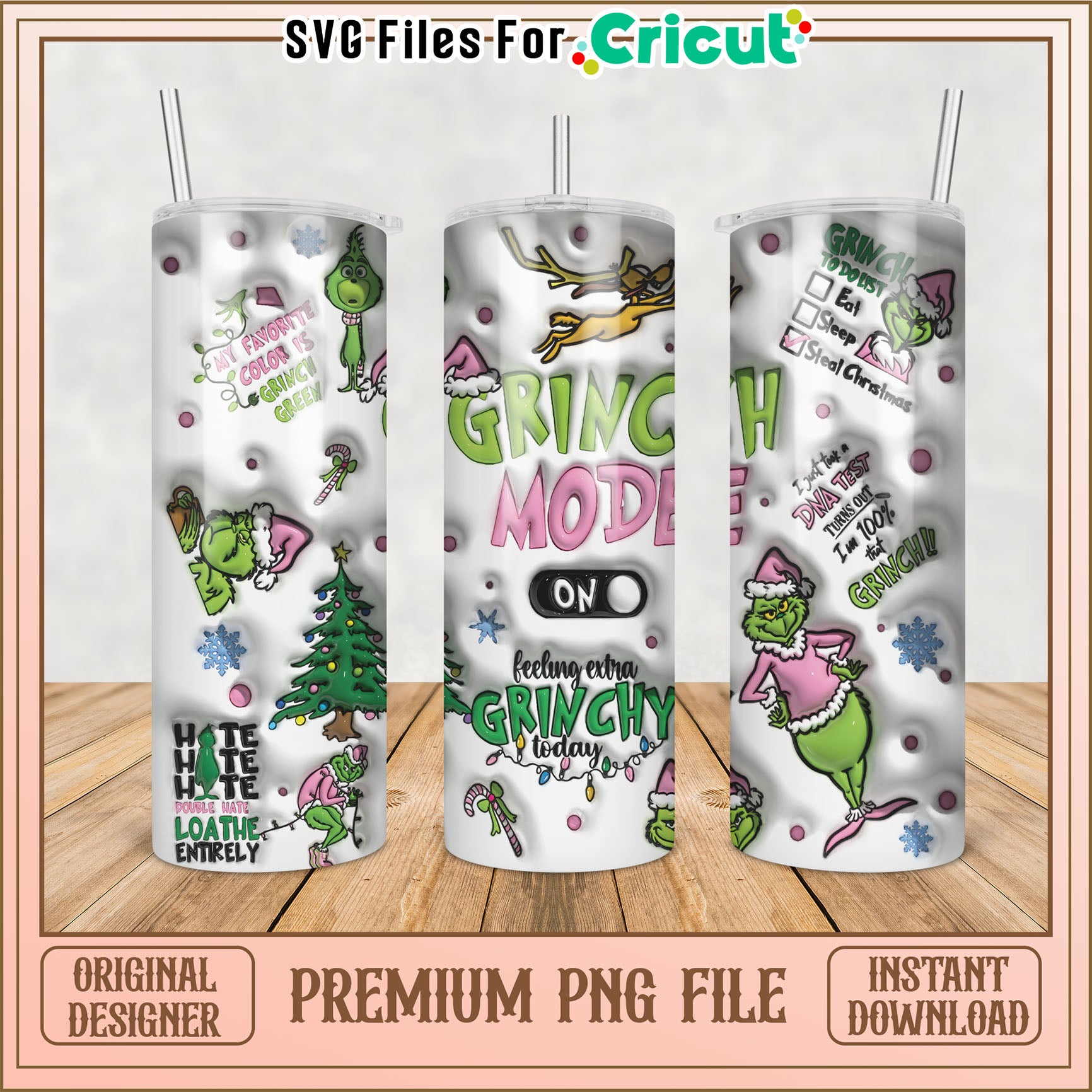 Grinch Tumbler PNG Sublimation Design – svg files for cricut