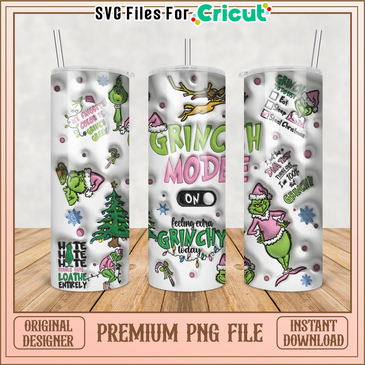 Grinch Tumbler PNG Sublimation Design – svg files for cricut