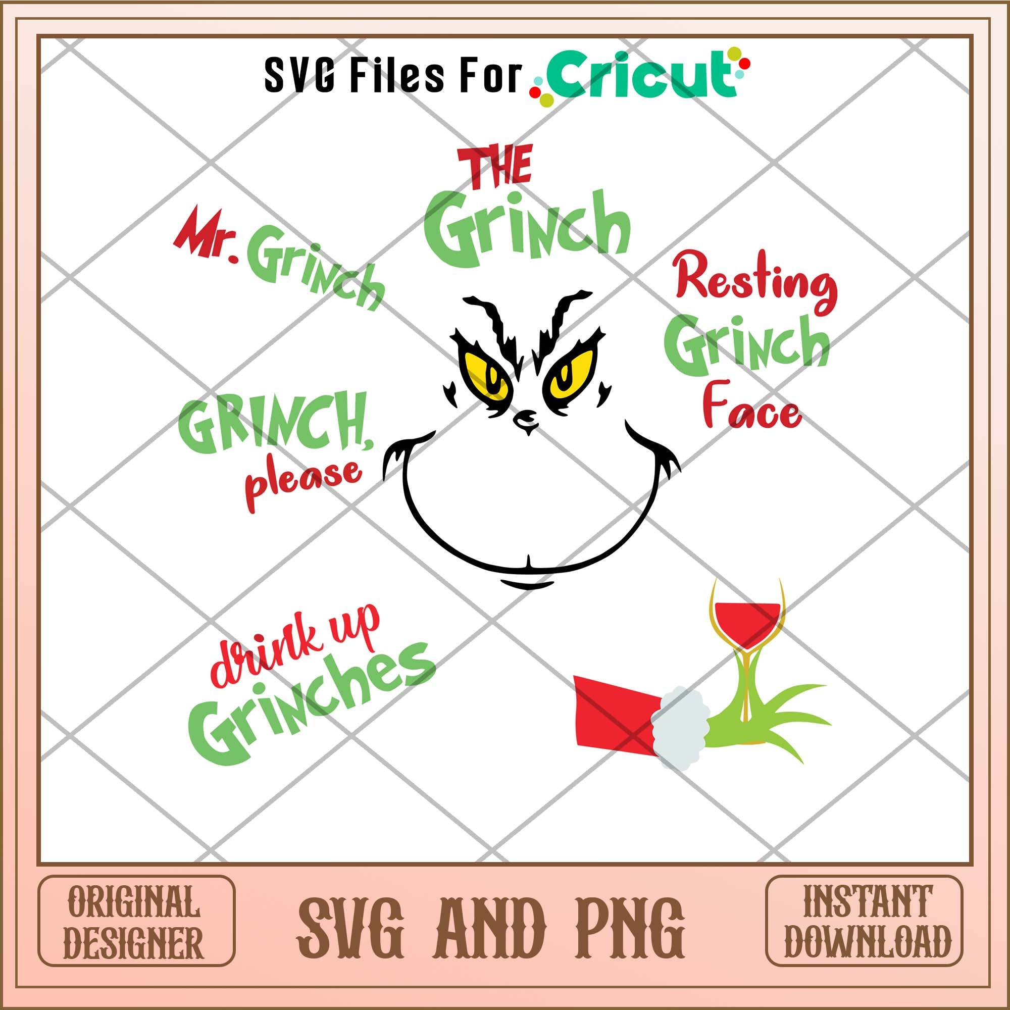 Grinch Christmas Face svg bundle – svg files for cricut