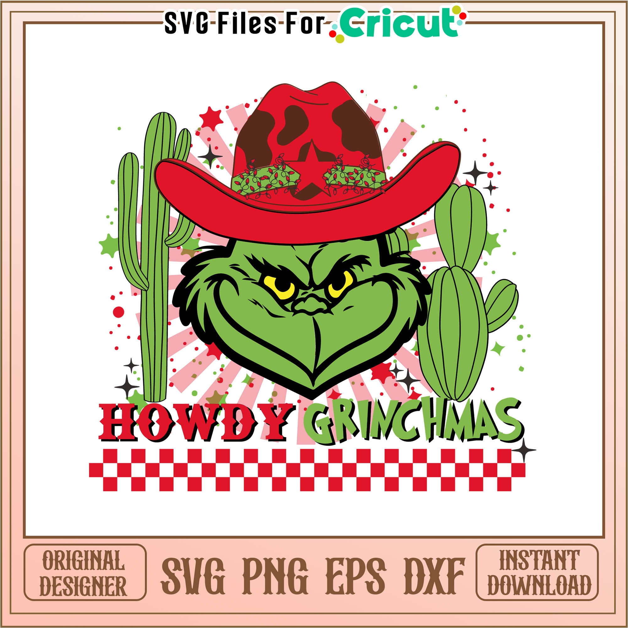 Grinch head howdy cowboy christmas svg, cartoon grinch svg – svg files ...