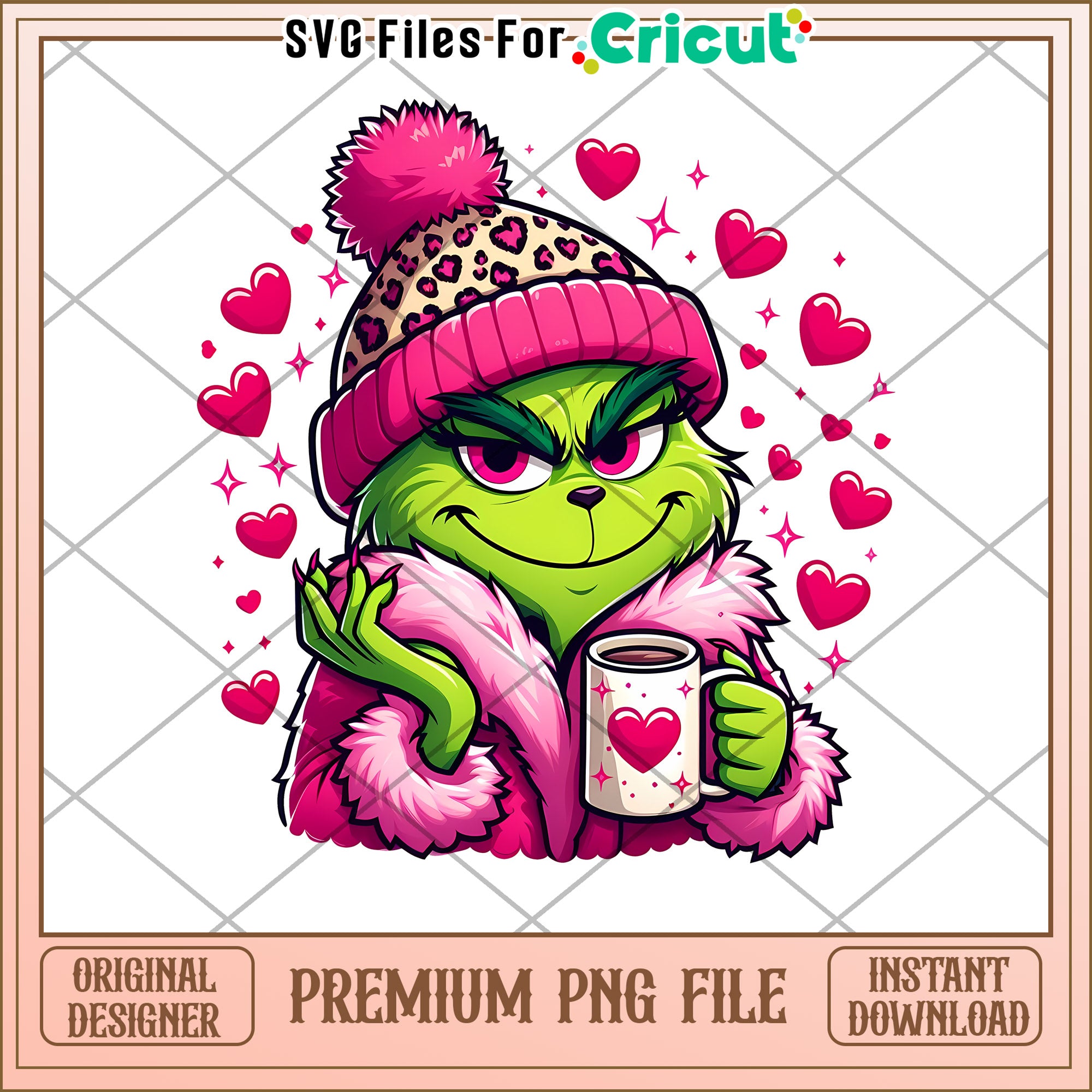 Grinch in Pink PNG File for Cricut Projects Download – svg files for cricut