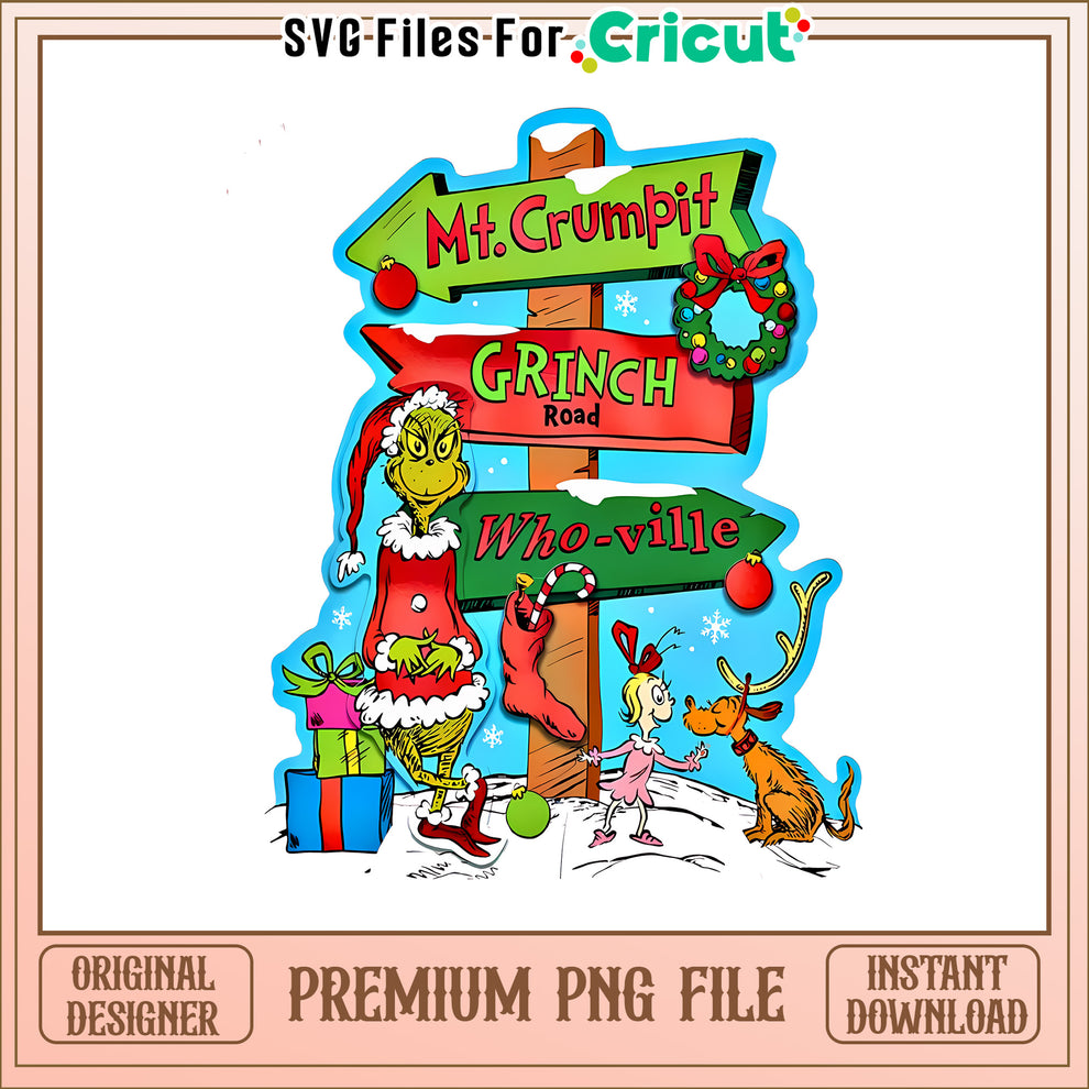 Grinch road whoville mt crumpit png, the grinch cartoon dog png – svg ...