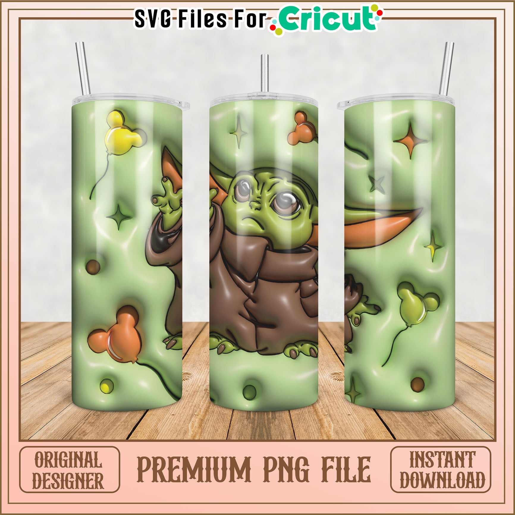 Grogu Tumbler PNG Sublimation Design – svg files for cricut