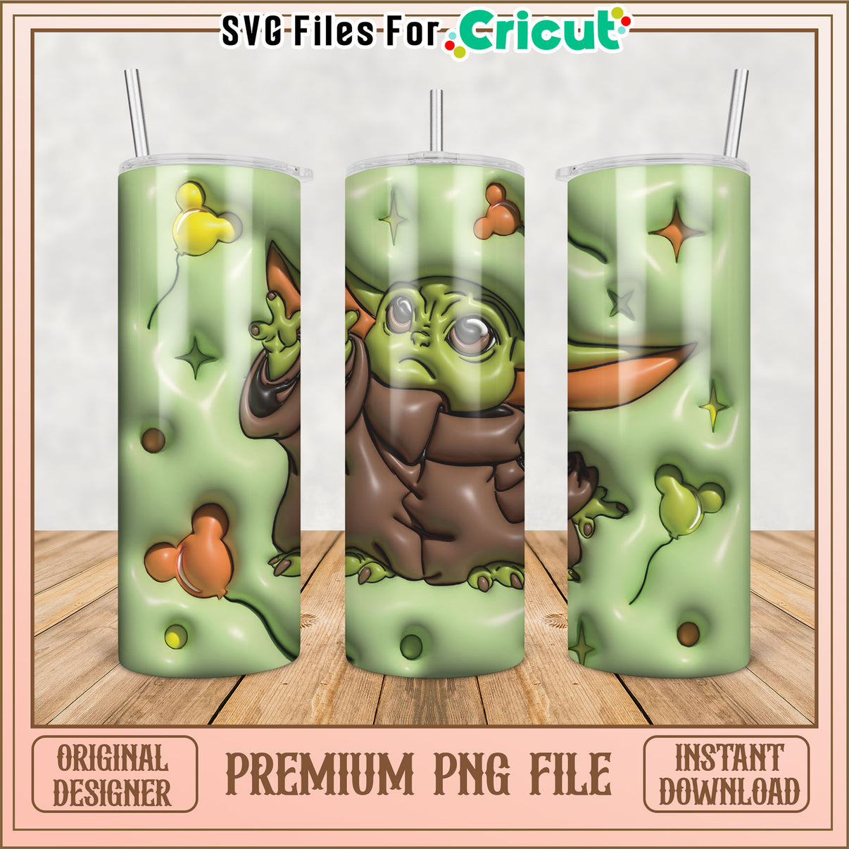 Grogu Tumbler PNG Sublimation Design – svg files for cricut