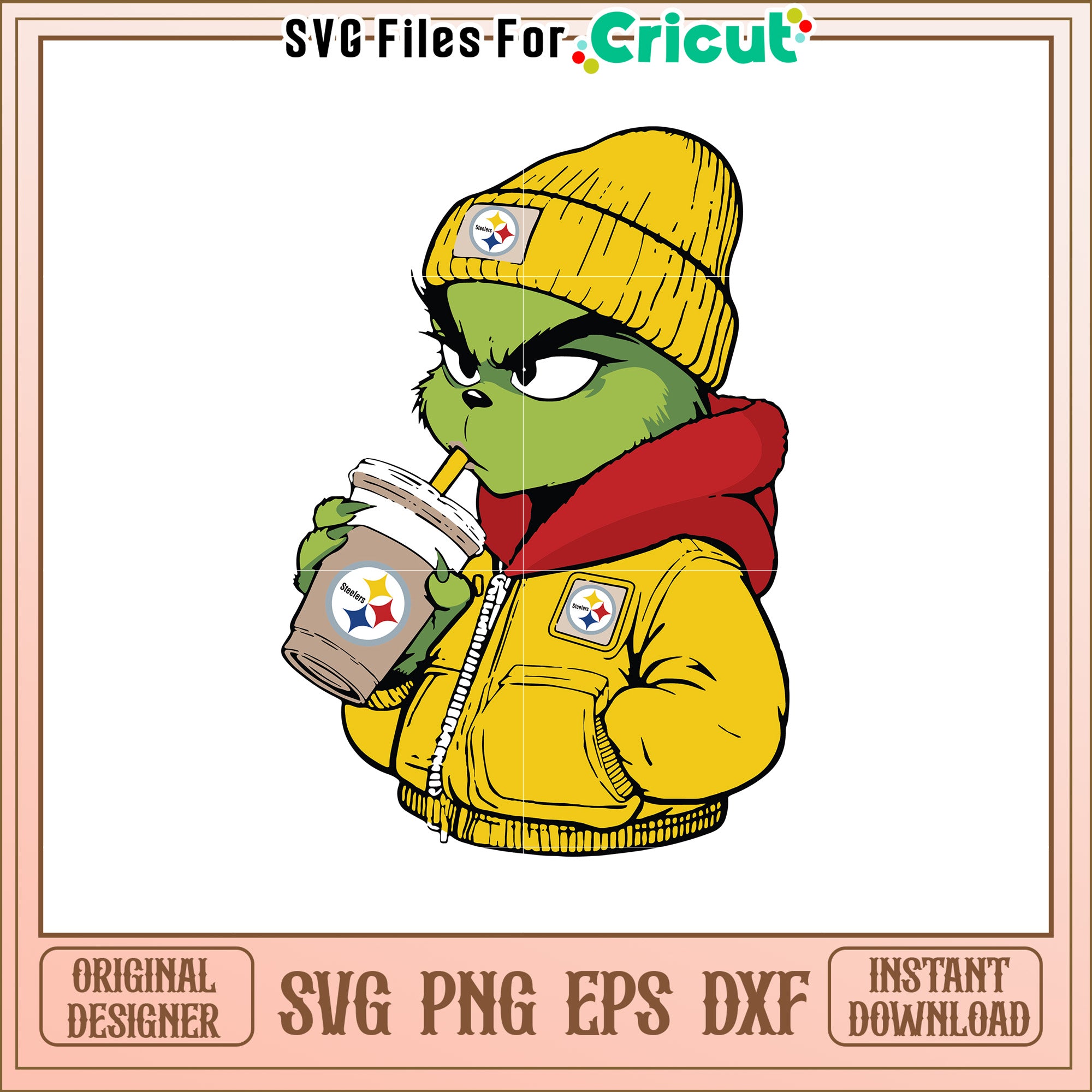 Grumpy Green Character in Yellow Jacket SVG Design – svg files for cricut
