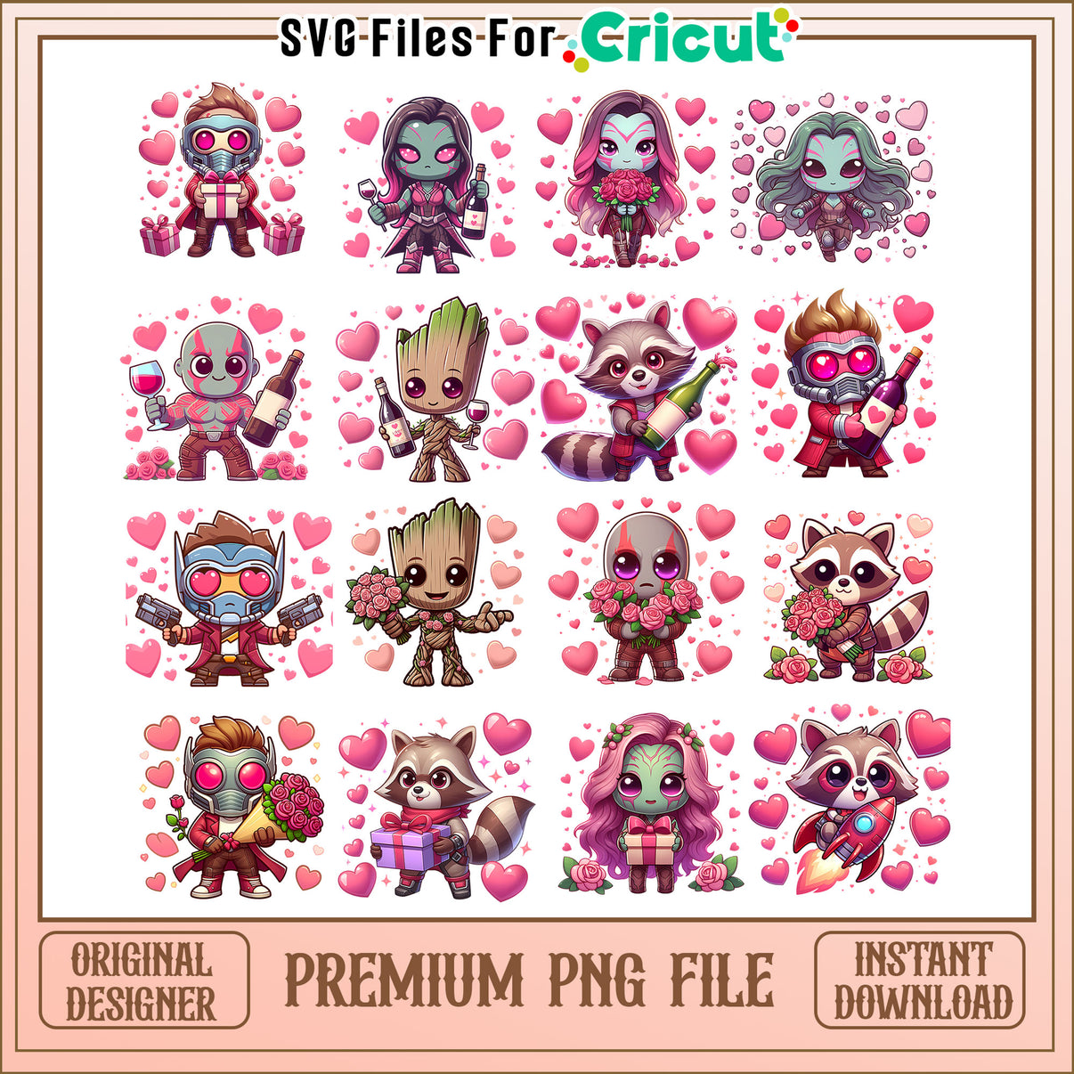 Marvel avengers chibi heart valentine bundle png, marvel avengers png ...