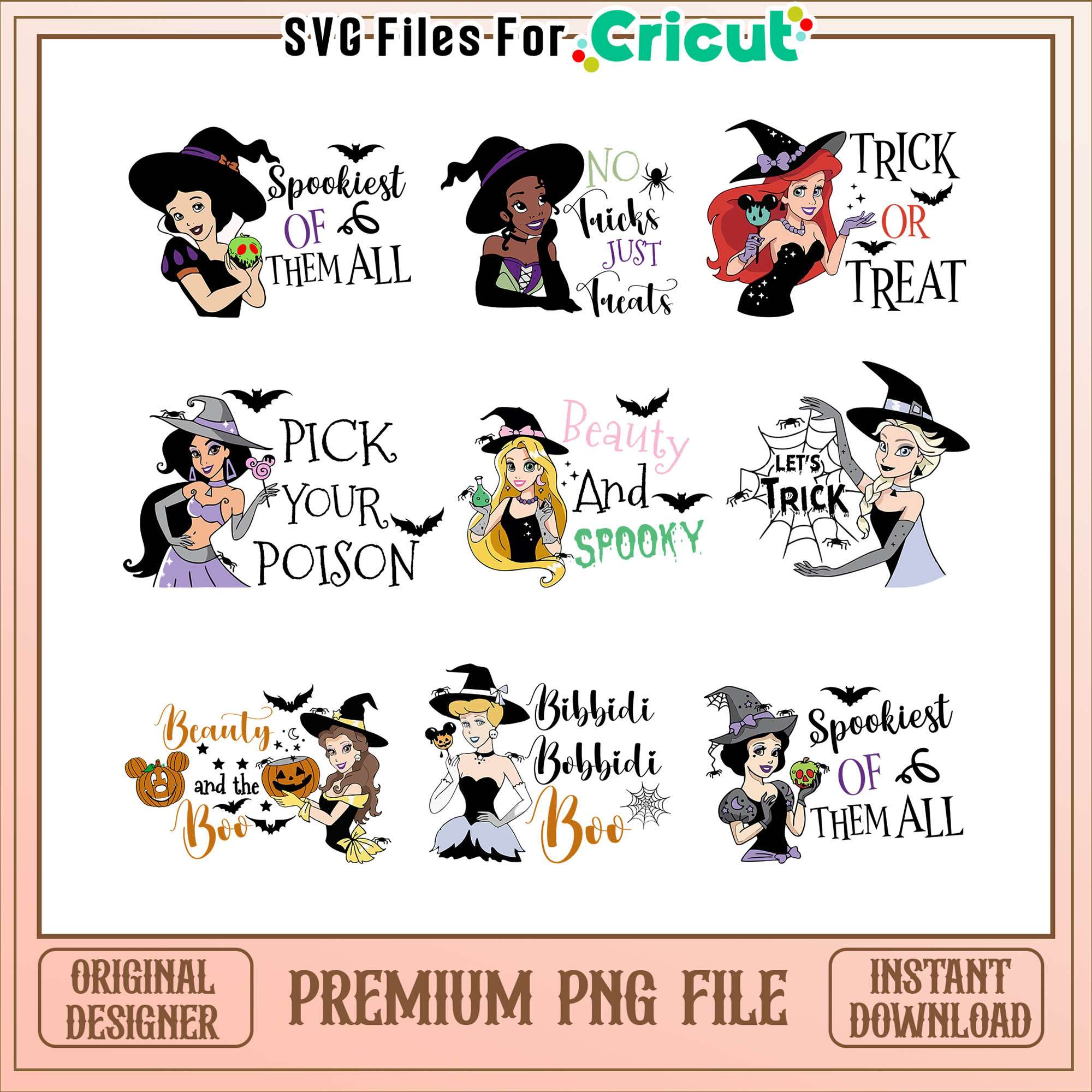 Disney princess spookies of them all bundle png, disney princess hallo ...