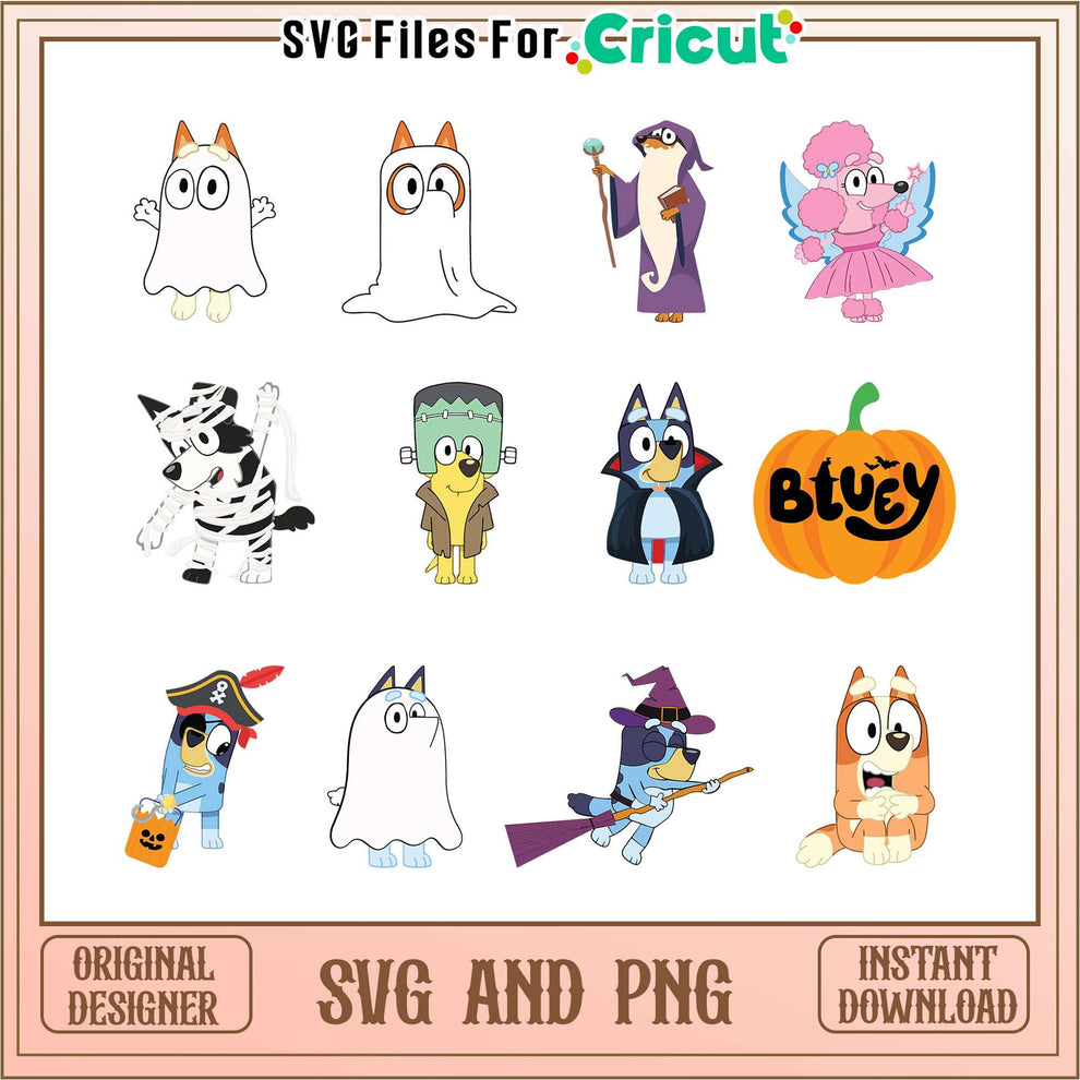 Bluey bingo ghost halloween bundle svg, halloween bluey svg – svg files ...