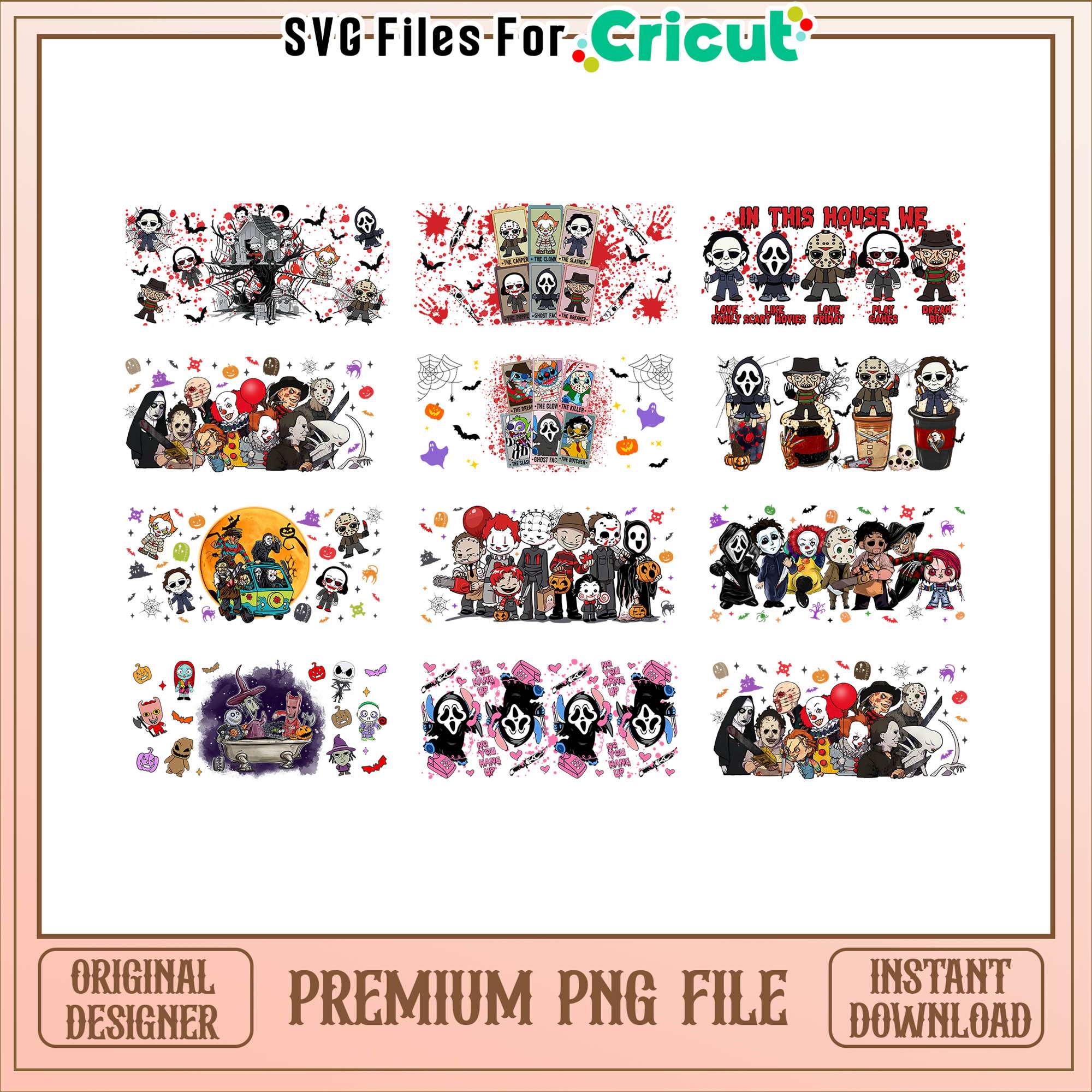 Chibi killer glass wrap bundle png, chibi horror characters png – svg ...