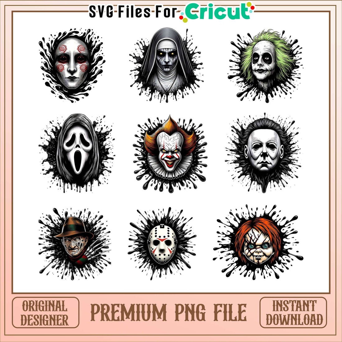 Horror movie face blood drip halloween bundle png, halloween horror mo ...