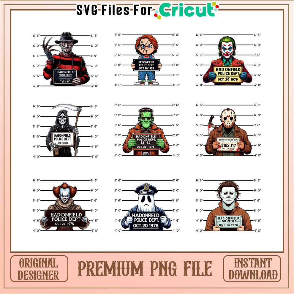 Horror movie prison themed halloween bundle png, horror characters png ...