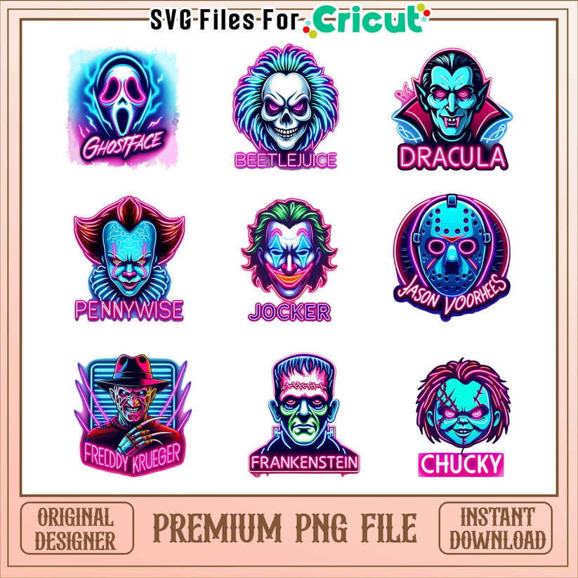 Horror movie name light halloween bundle png, horror characters png ...
