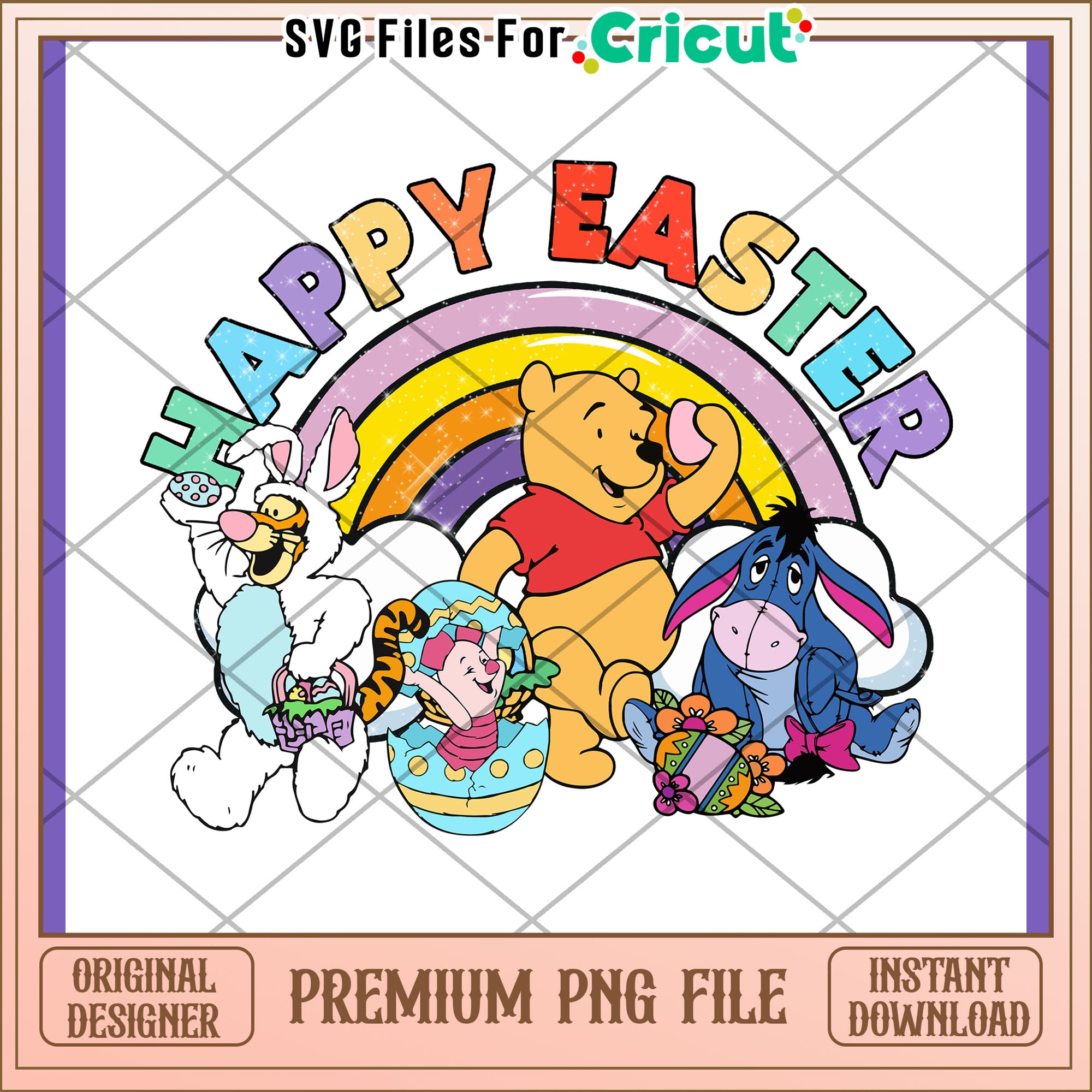 Happy Easter Cartoon Design for Kids PNG File – svg files for cricut
