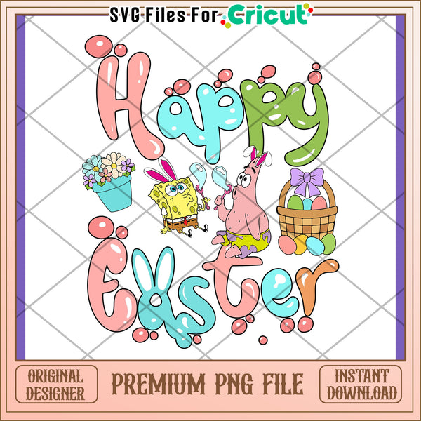 Happy Easter Fun Design with Cartoon Characters PNG – svg files for cricut