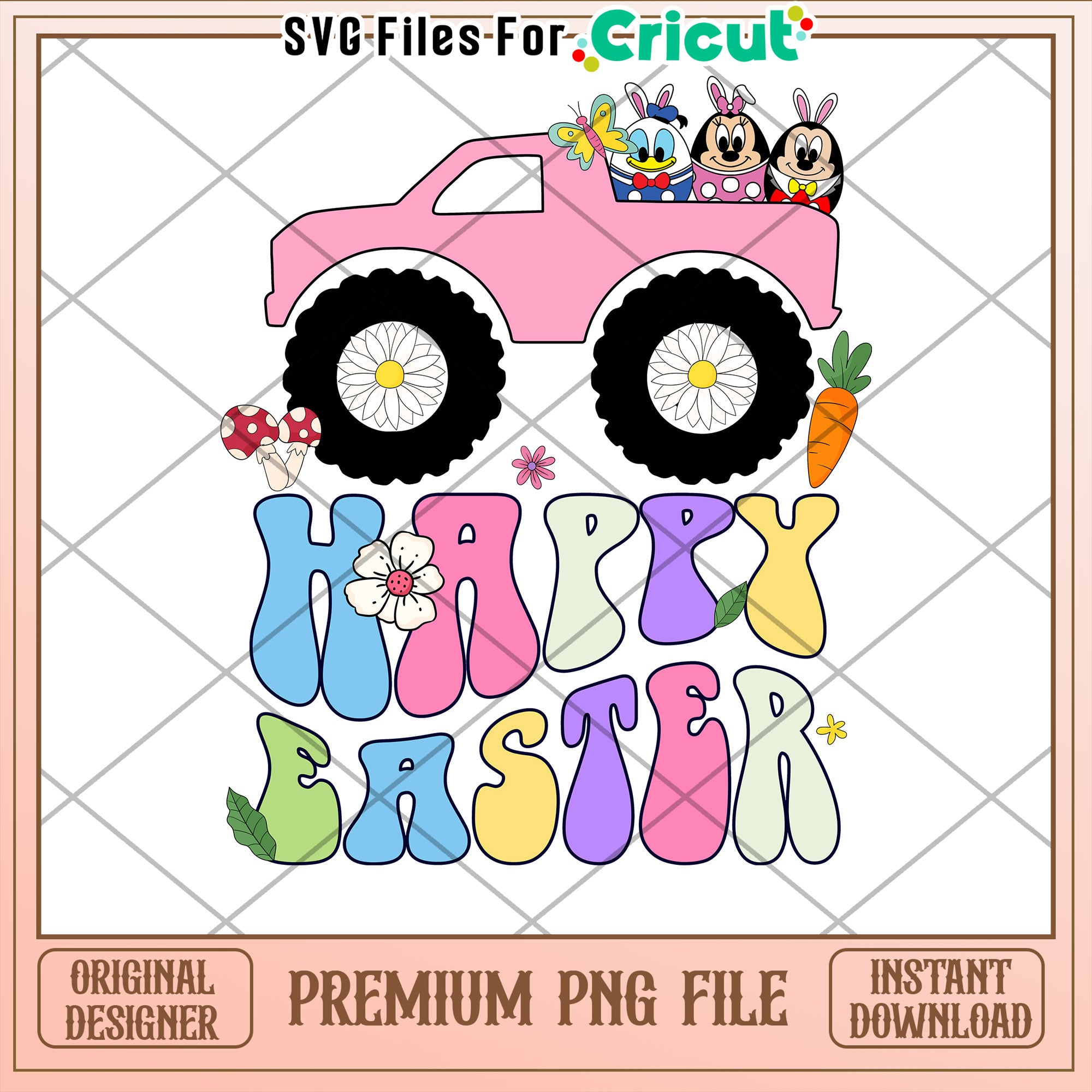 Happy Easter Monster Truck PNG – svg files for cricut