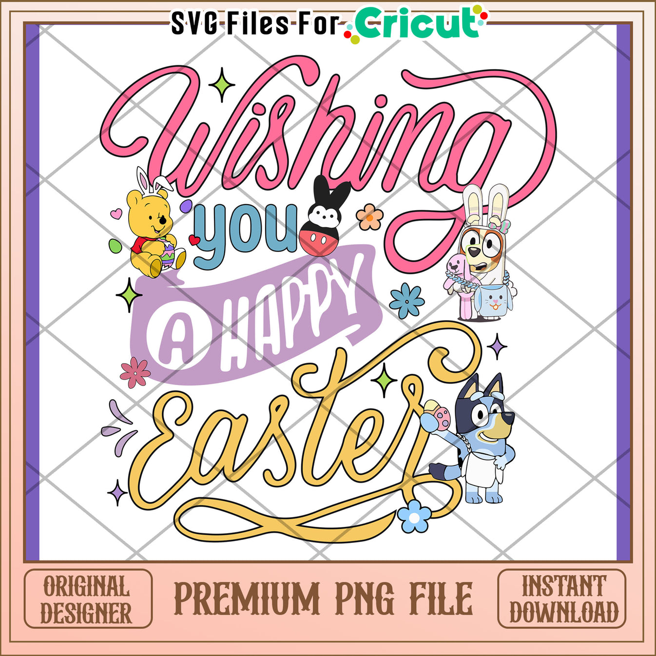 Happy Easter PNG Design with Cute Characters – svg files for cricut