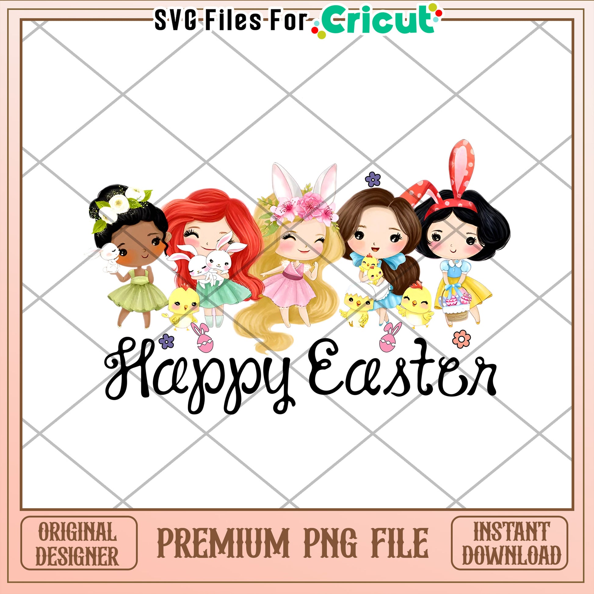 Happy Easter Princesses PNG Download – svg files for cricut
