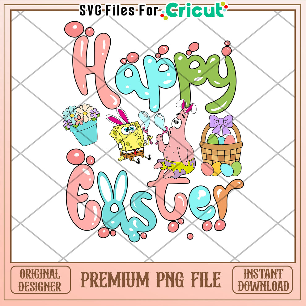 Happy Easter SpongeBob and Patrick PNG Clipart File Download – svg ...