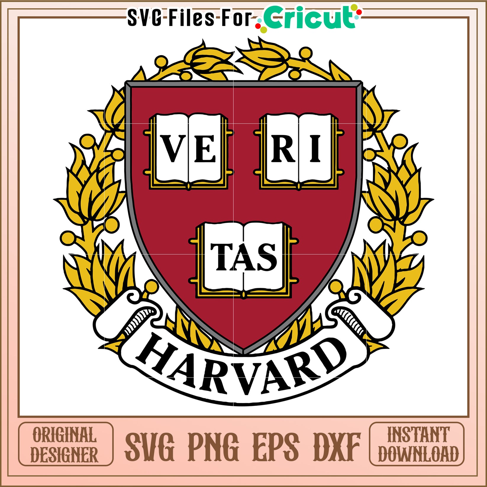 Harvard University Crest SVG File for Cricut, Instant Download Availab ...