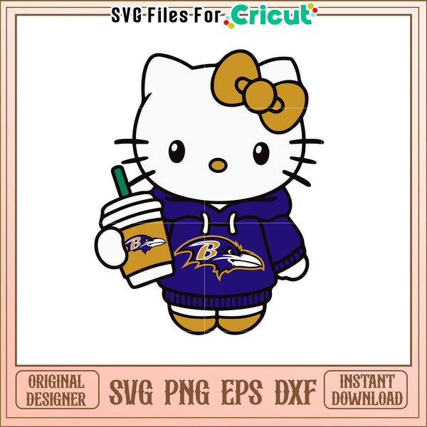 Hello Kitty Baltimore Ravens SVG Design for Fans – svg files for cricut