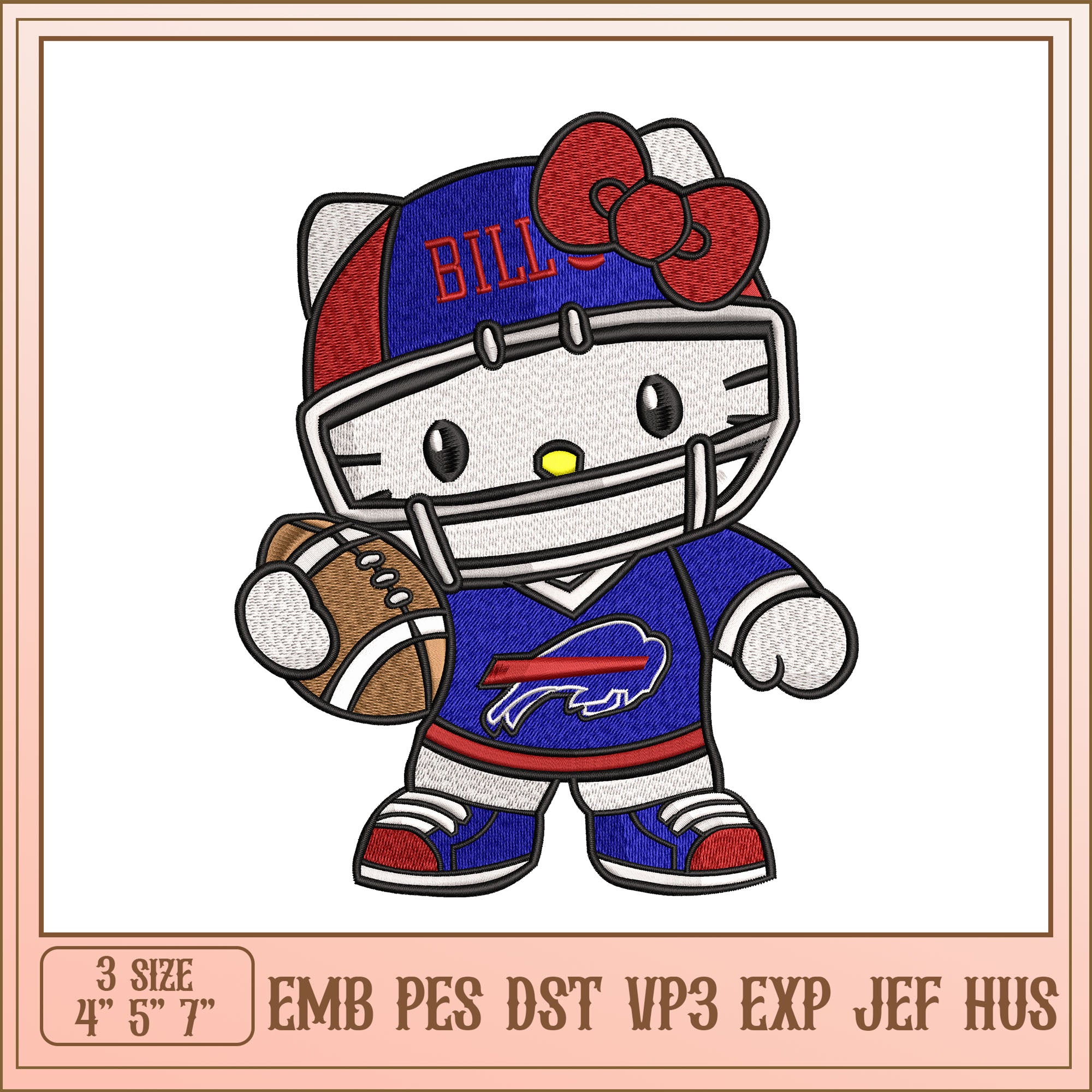 Hello Kitty Bills Football Embroidery Design – svg files for cricut