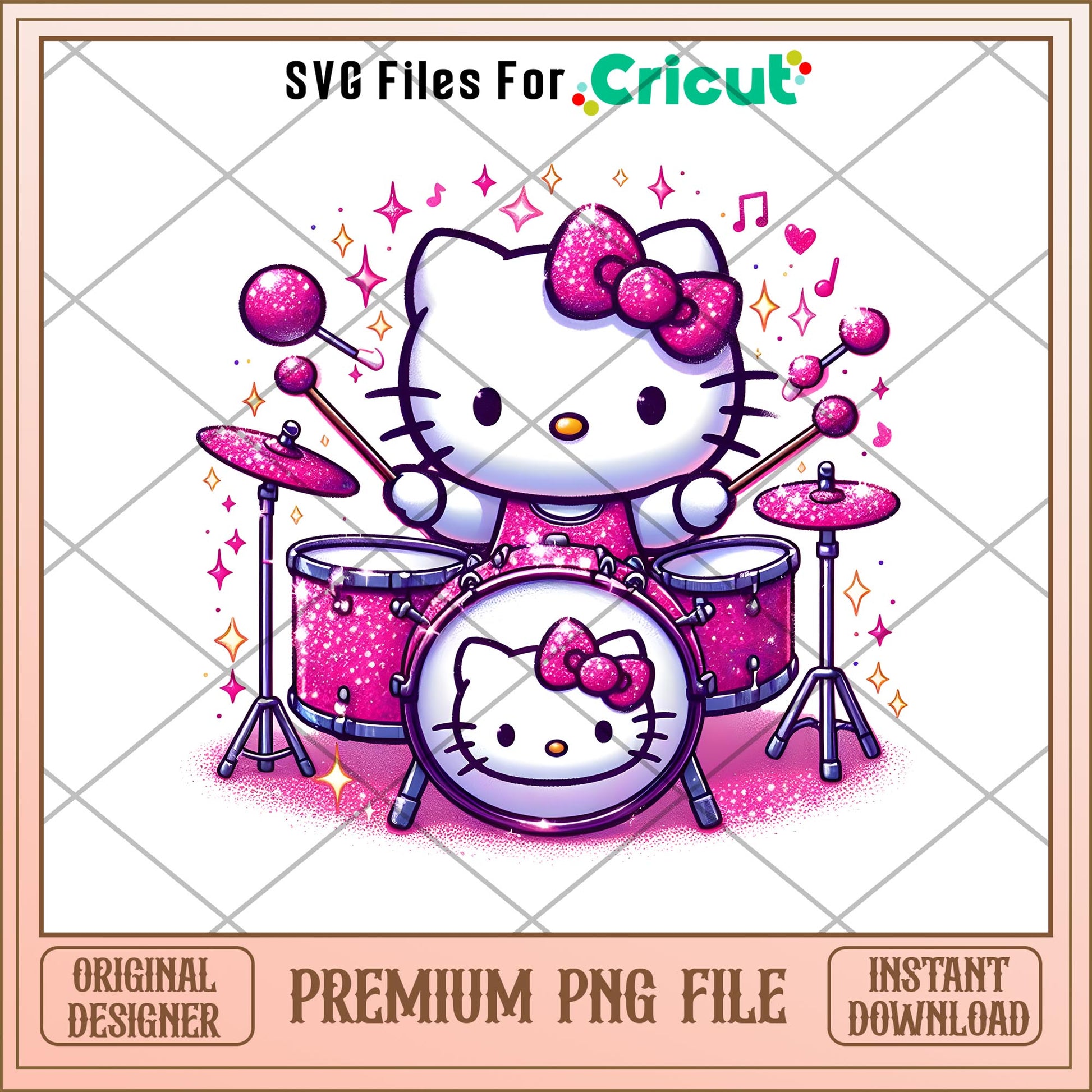 Hello Kitty Blink Pink Drum design png, Hello Kitty png, digital downl ...