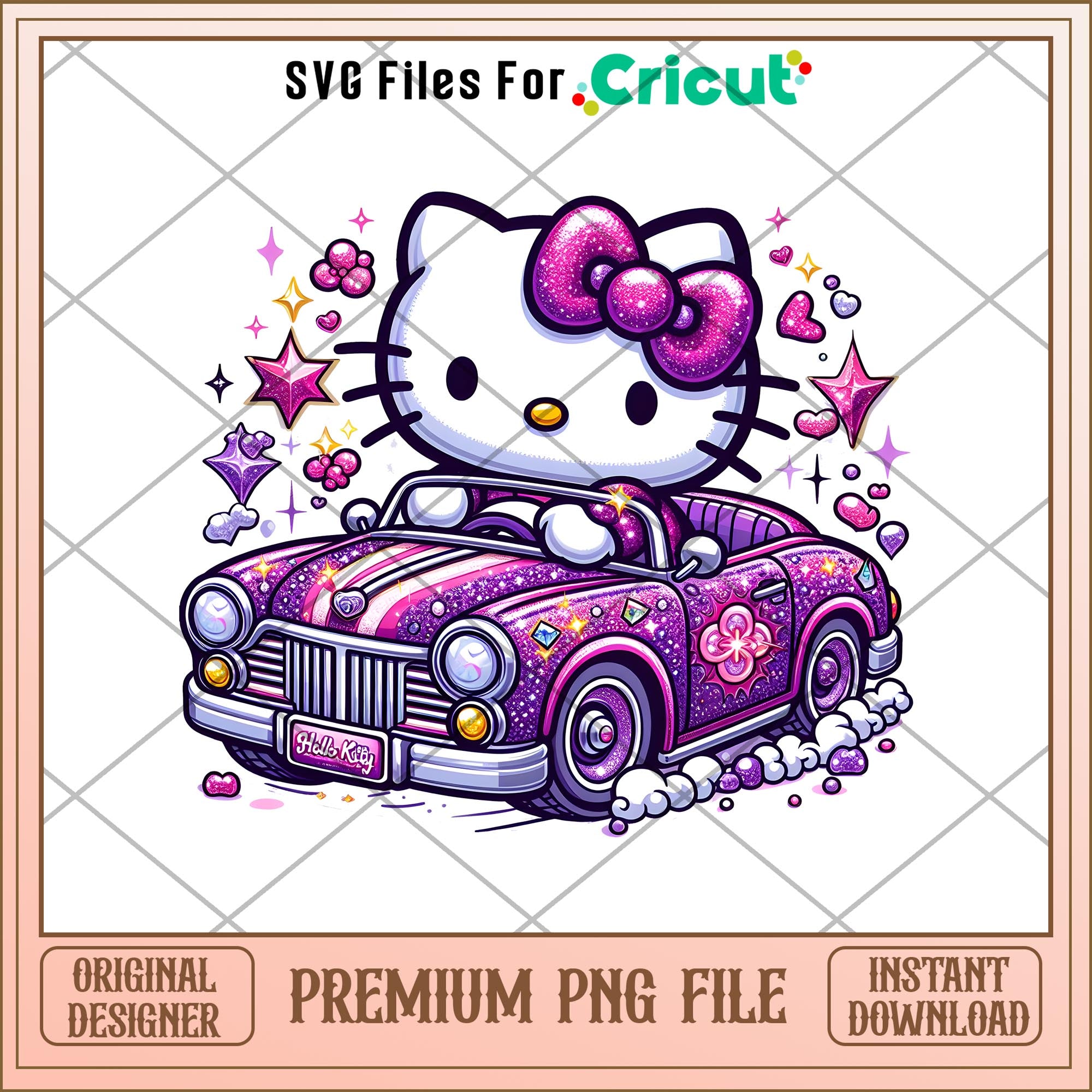 Hello Kitty Blink Pink car design png, Hello Kitty png, digital downlo ...