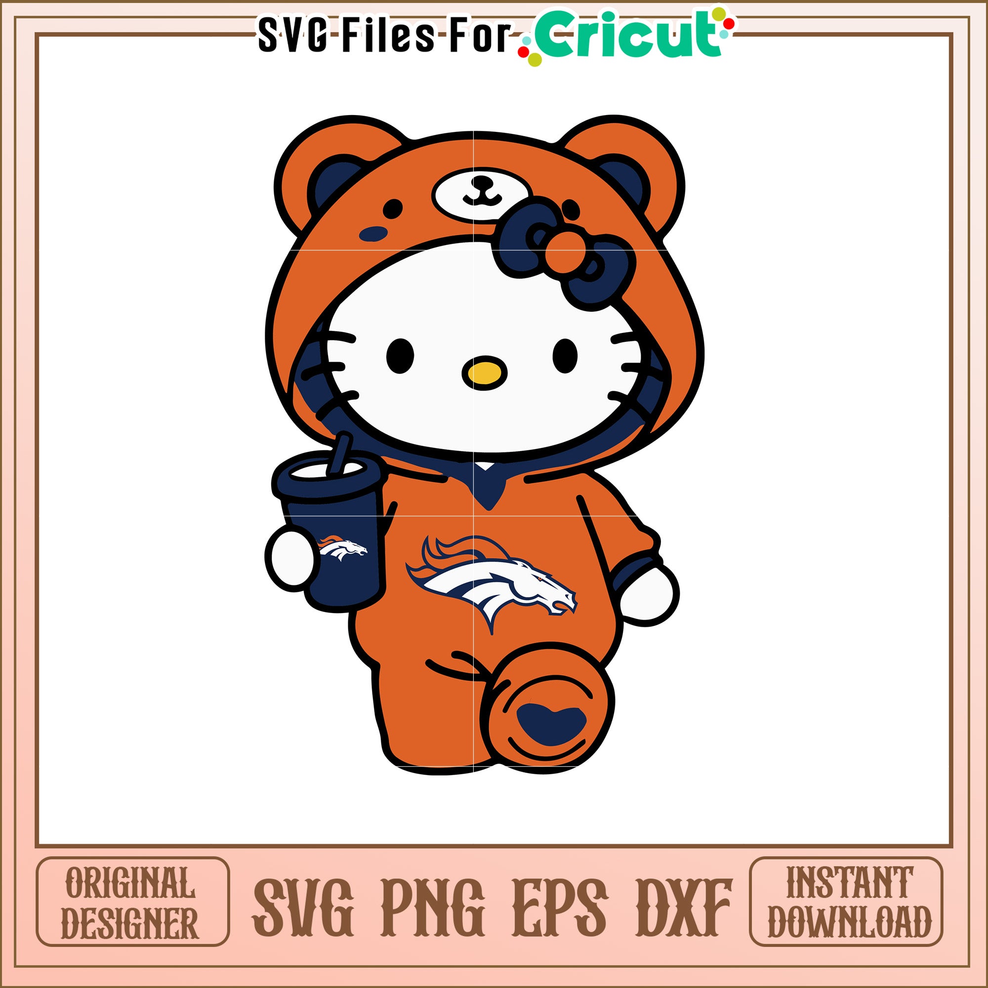 Hello Kitty Broncos SVG Design – svg files for cricut
