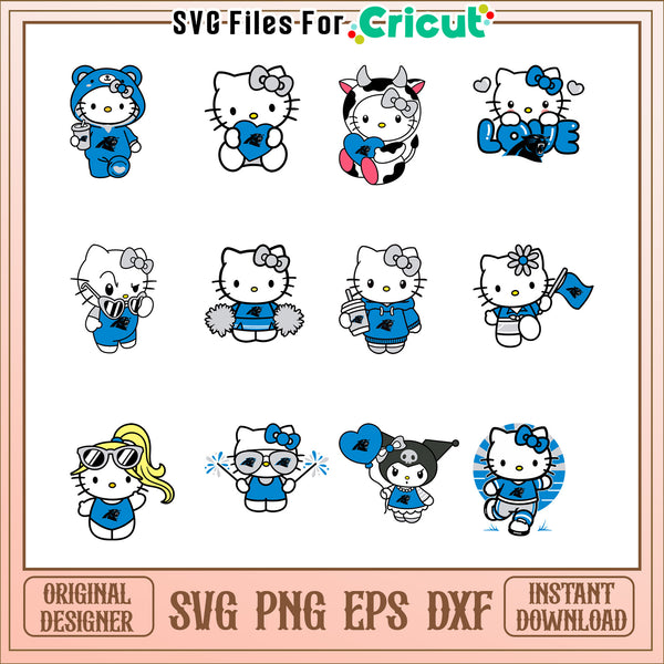 Hello Kitty Carolina Panthers SVG Bundle – svg files for cricut