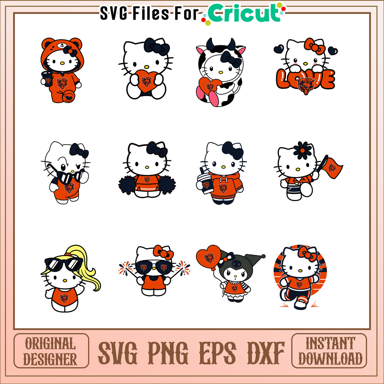 Hello Kitty Chicago Bears SVG Bundle – svg files for cricut