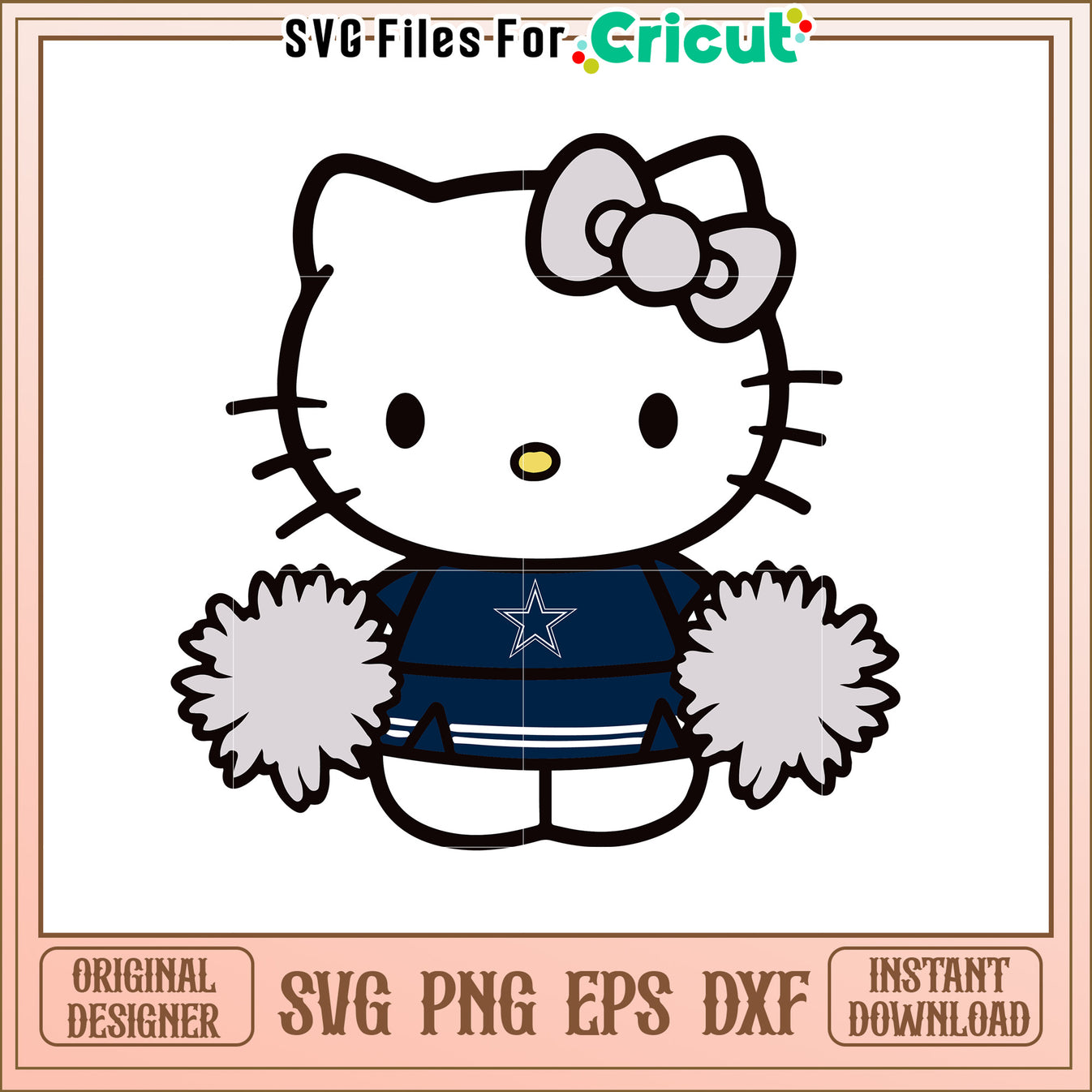 Hello Kitty Dallas Cowboys Cheerleader SVG – svg files for cricut