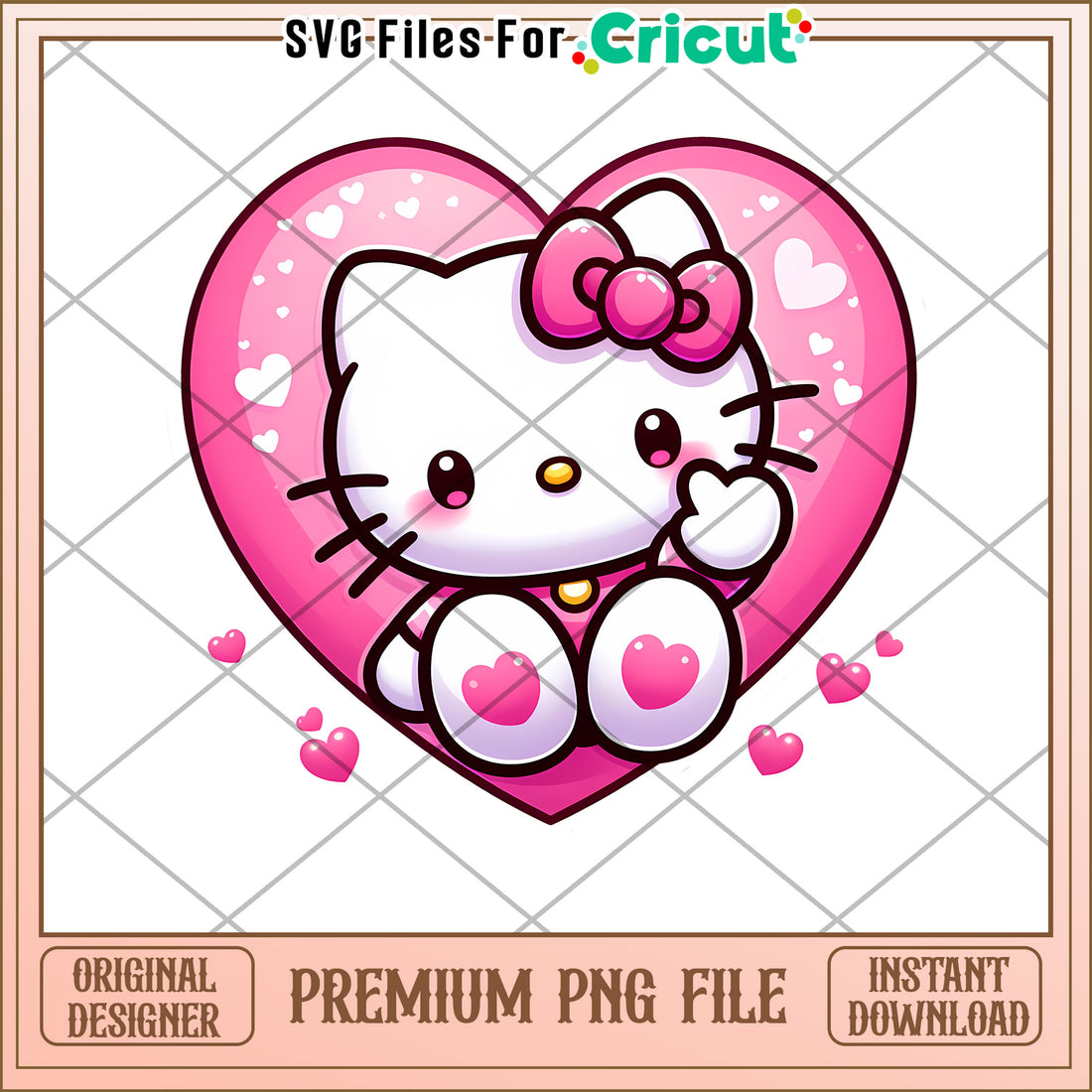 Hello Kitty Heart PNG Cute Valentines Design – svg files for cricut