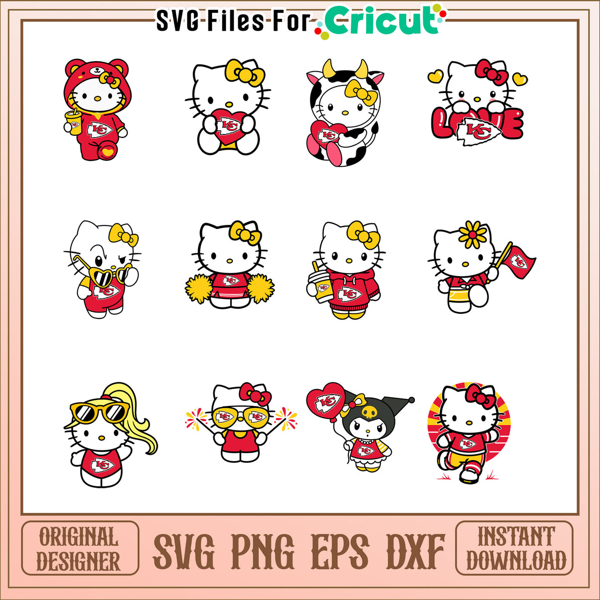 Hello Kitty Kansas City Chiefs SVG Bundle – svg files for cricut